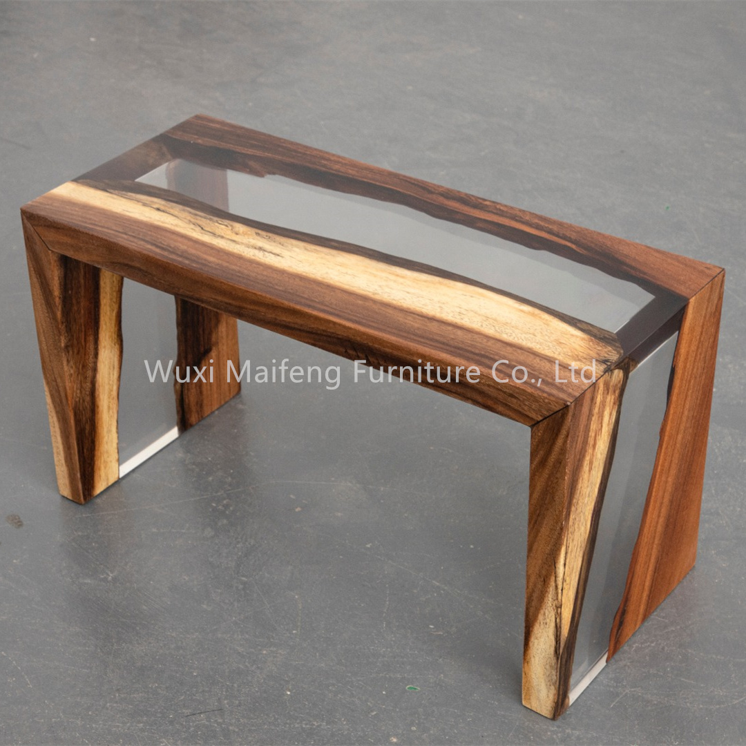 DJOCT-018 Wooden River Epoxy Resin Slab Stool – Wuxi Maifeng Furniture ...