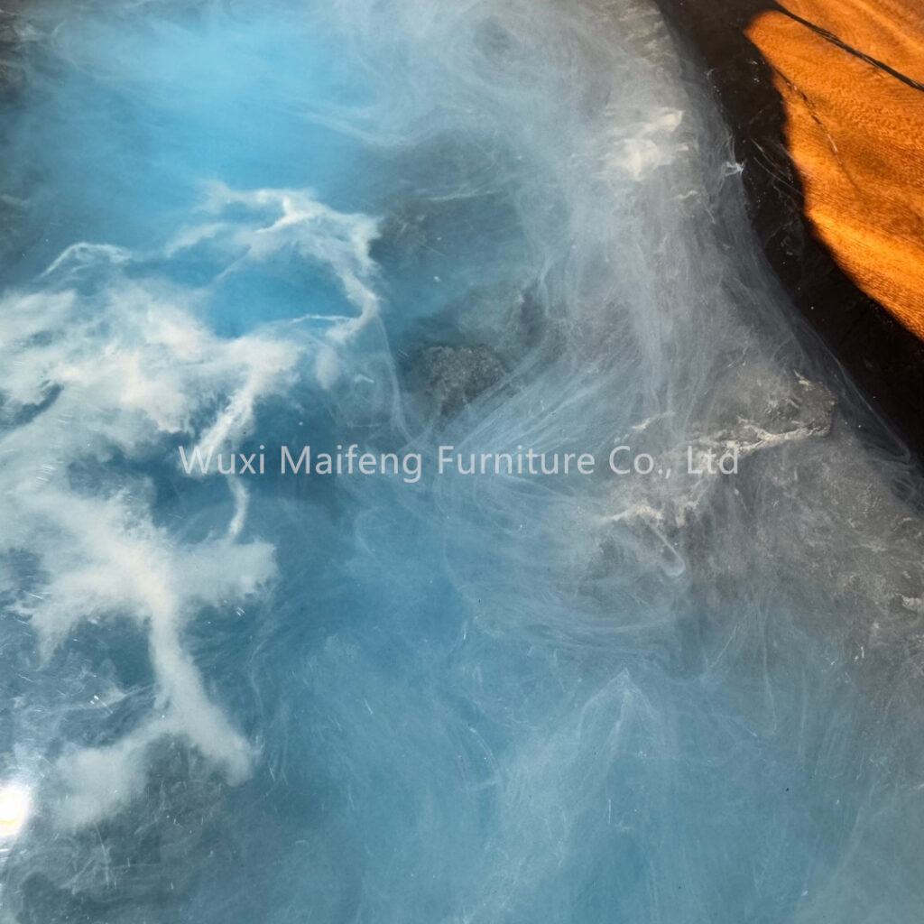 DLDEC-007 Wooden River Epoxy Resin Slab Dining Table Size：1810*770*50 ...