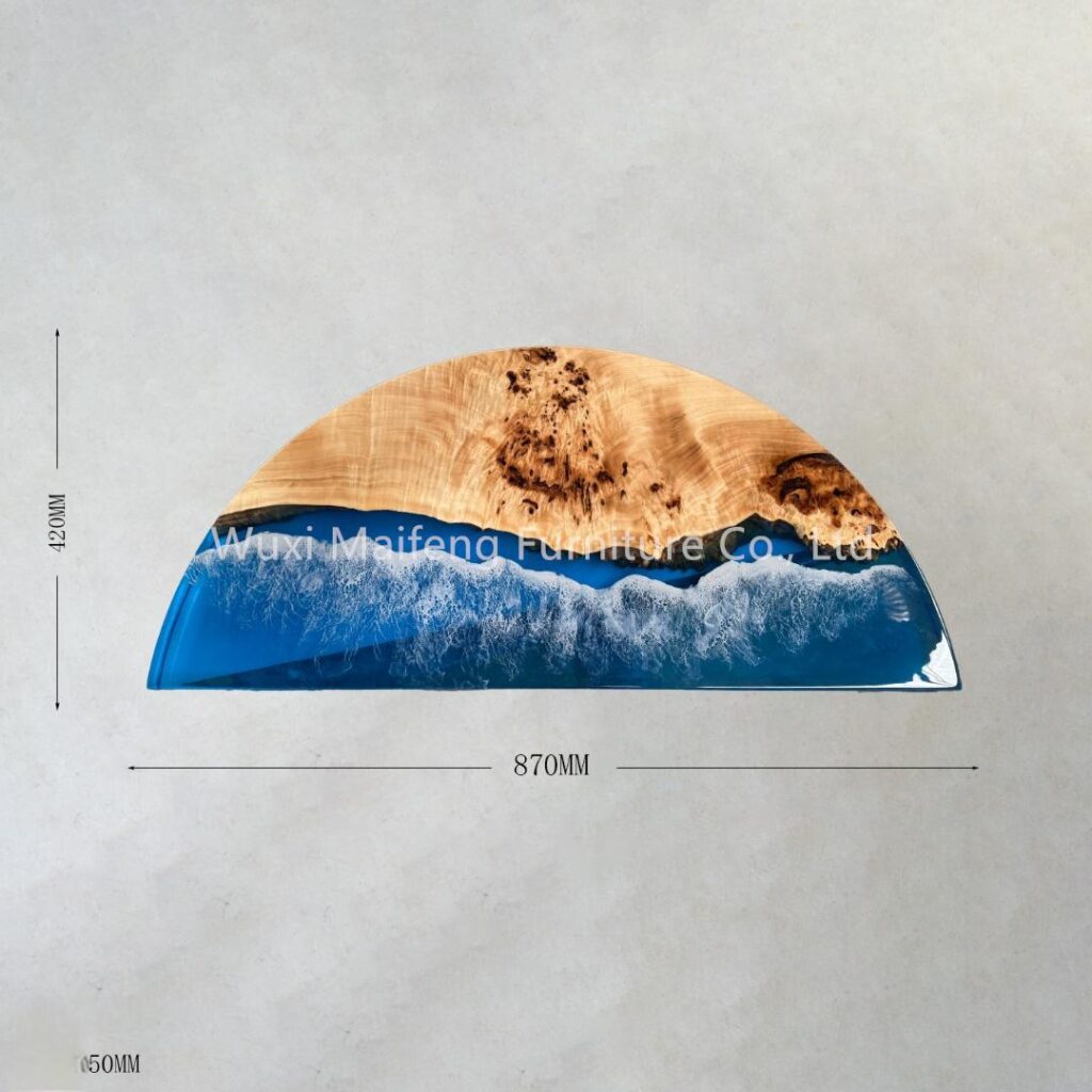 ECMAR-028 Wooden River Epoxy Resin Slab Dining Table Size：870*420*50 ...